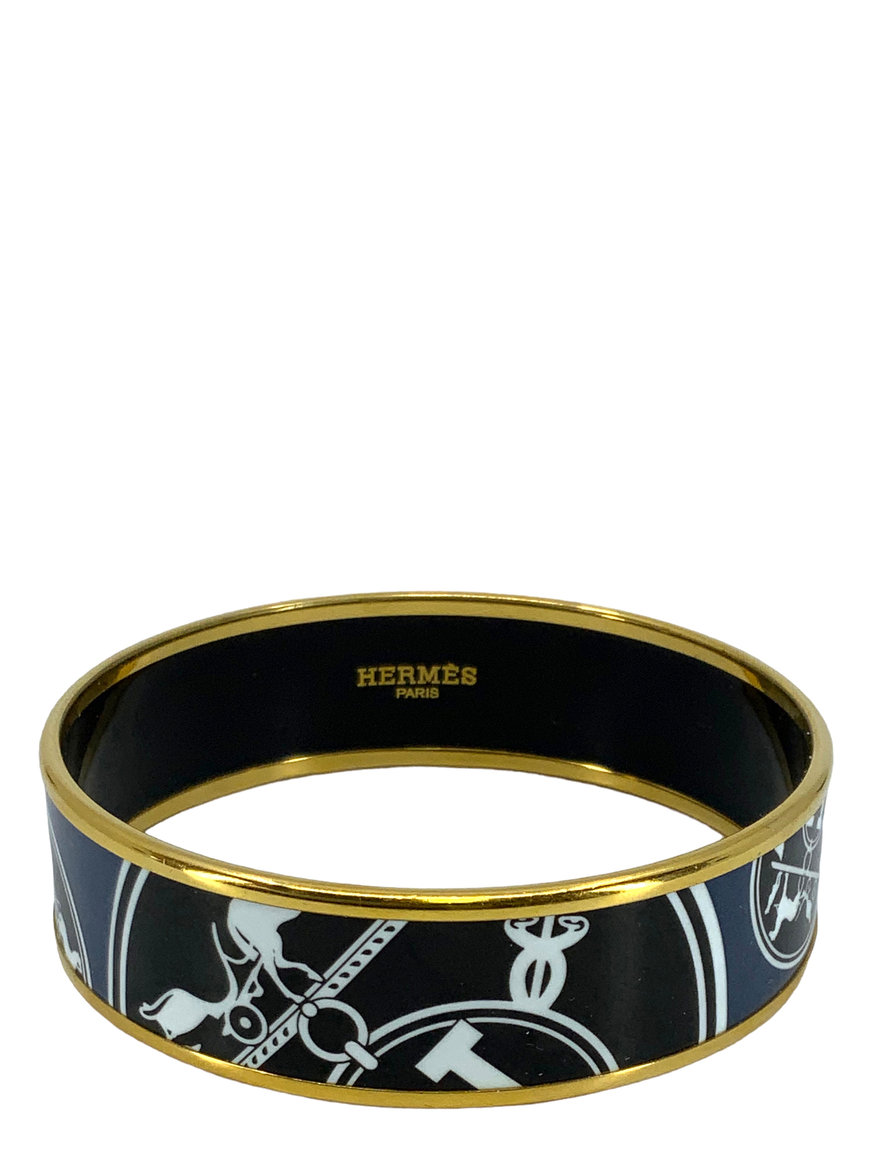 Hermes Printed Enamel Confettis D'ex Libris Wide Bracelet 65 ...